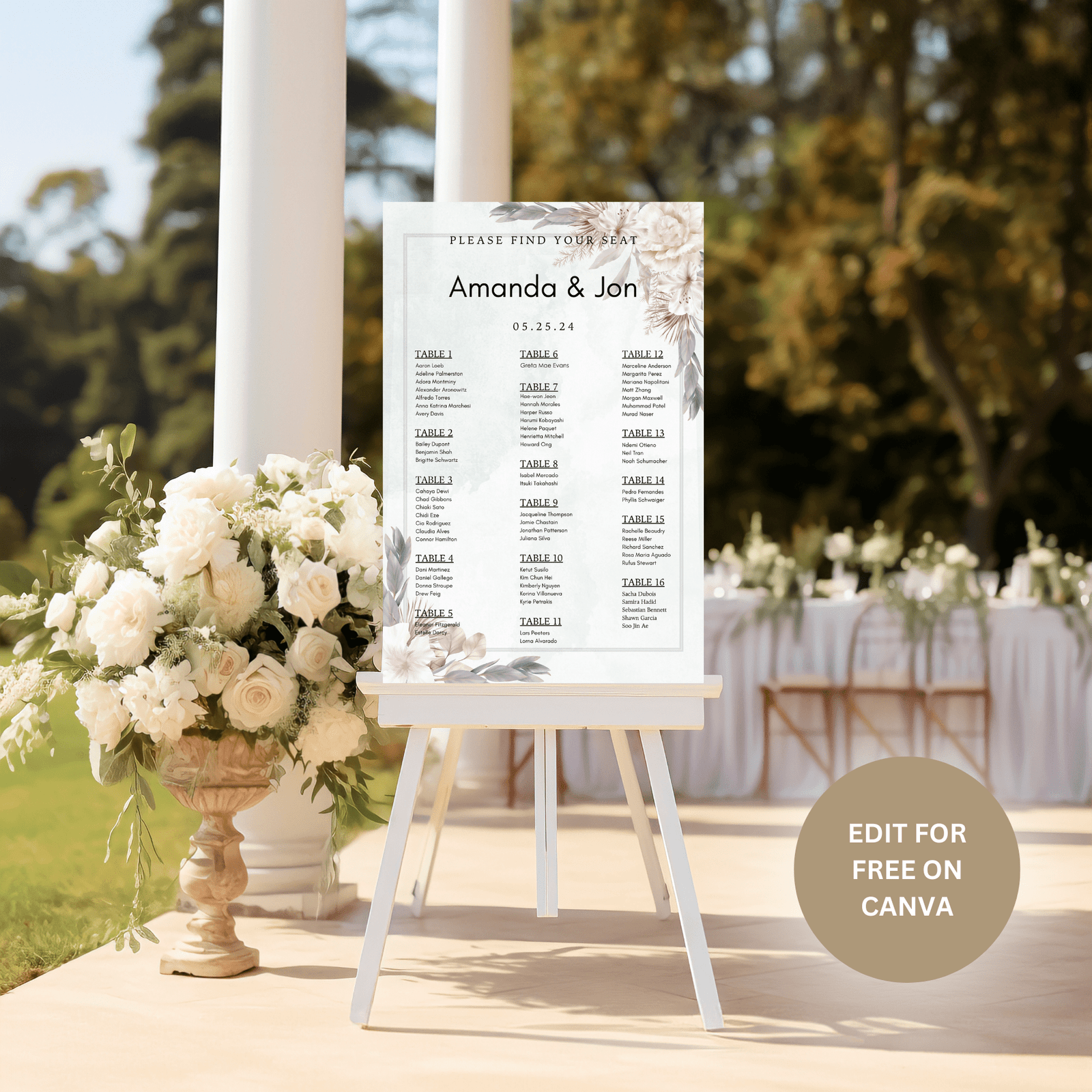 Seating Chart 24″ x 36″ – GARVEY INNOVATIONS LLC